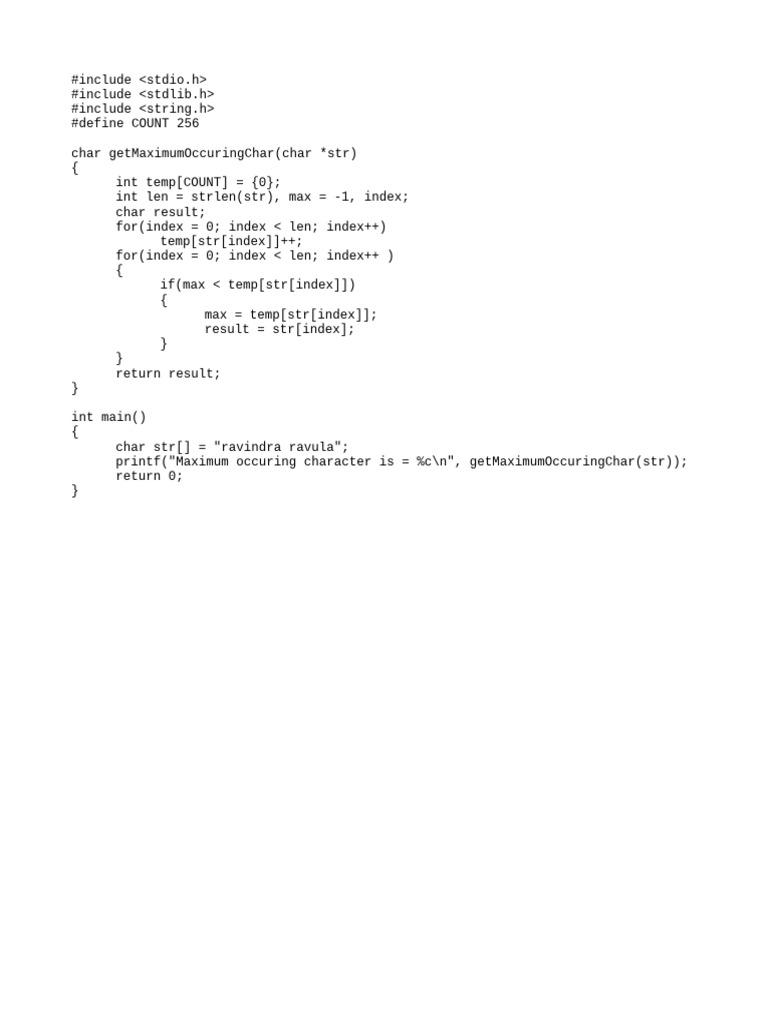 6 Find a Maximum Occurring Character in a Given String | PDF 6 Find a Maximum Occurring Character in a Given String | PDF