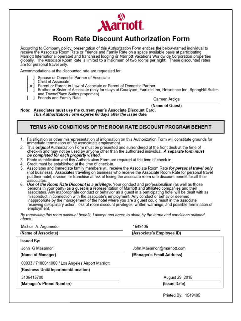 Marriott Room Rate Discount Terms | PDF | Law