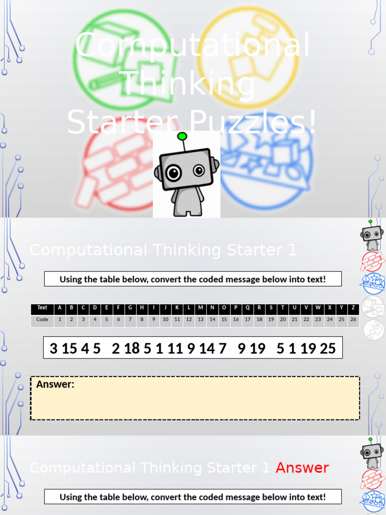 Computational Thinking Starter Puzzles! | PDF