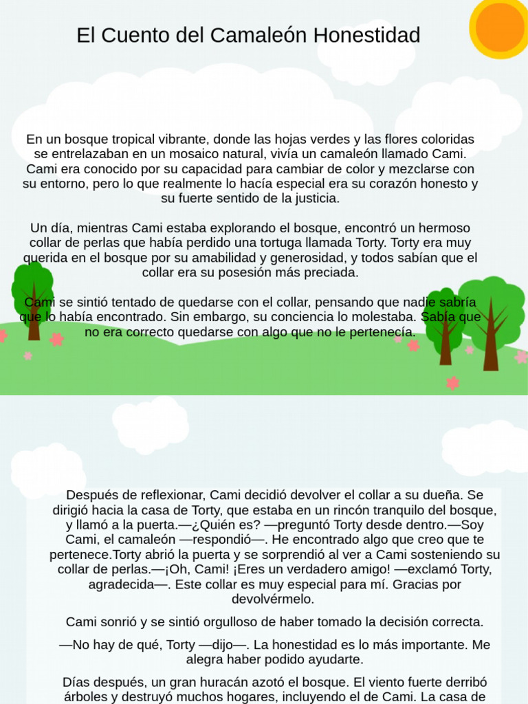 El Cuento Del Camaleón Honestidad | PDF