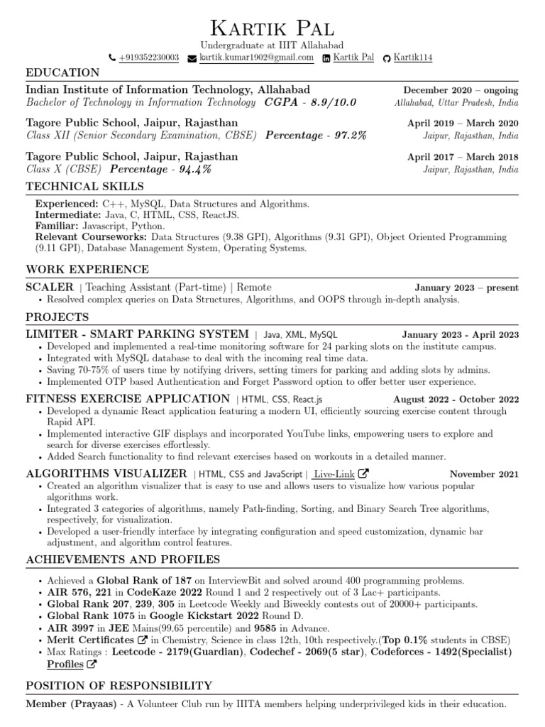 Kartik Pal Resume | PDF