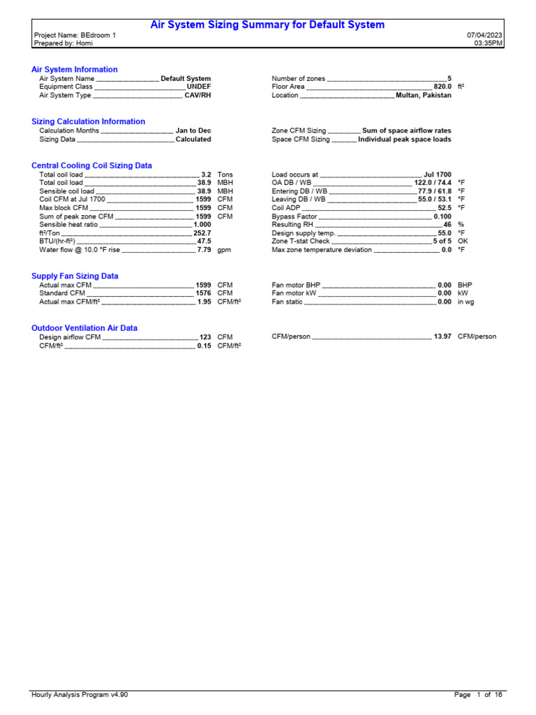 Load Calculations For Residential Building | PDF