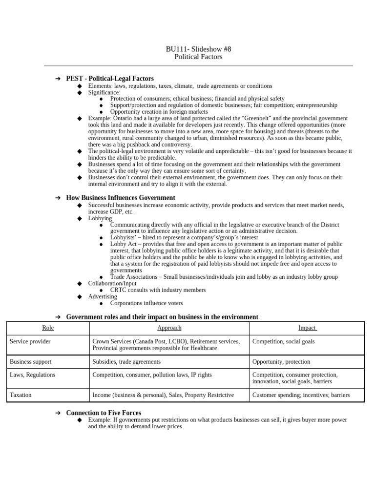 Political Factors | PDF