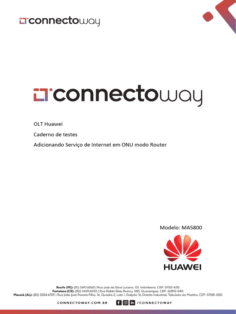 Configurações Iniciais - Internet (Huawei ONT Utilizando "Router Mode ...