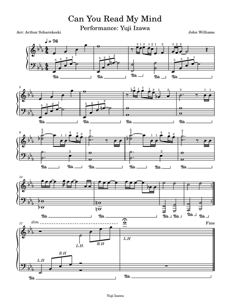 Can You Read My Mind - Sheet Music | PDF