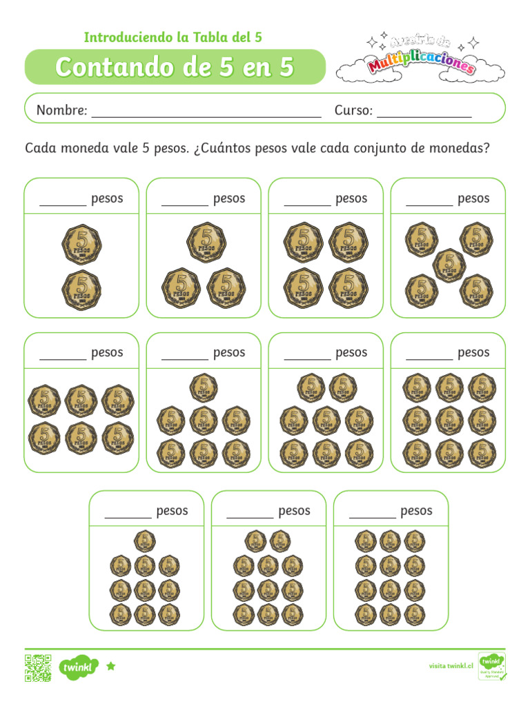 CL M 1692211886 Guia de Trabajo Diferenciada Introduciendo La Tabla Del 5 Contando de 5 en 5 ...