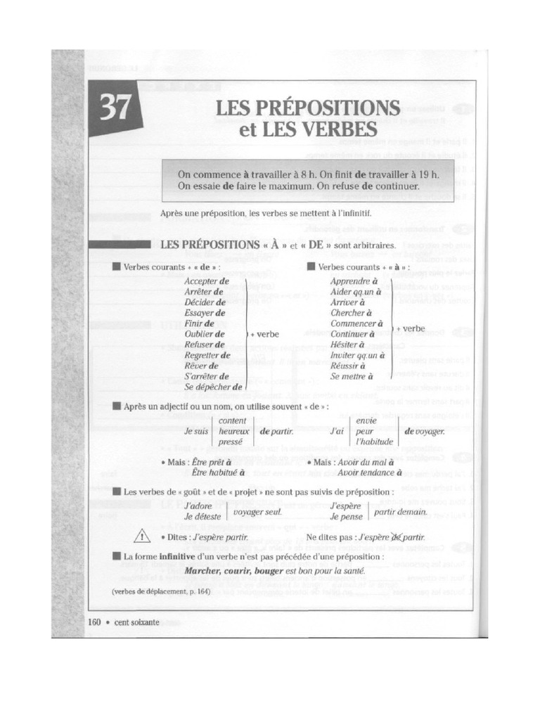 Les Verbes Et Les Prepositions | PDF