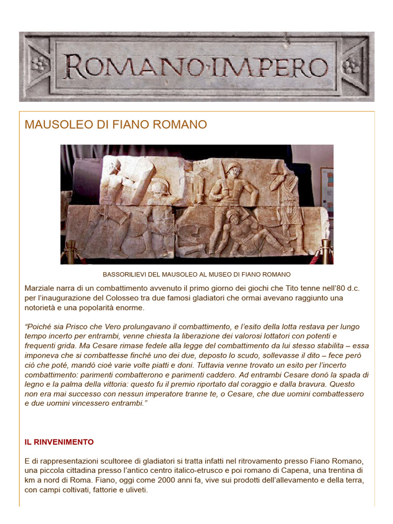 Mausoleo Di Fiano Romano | PDF