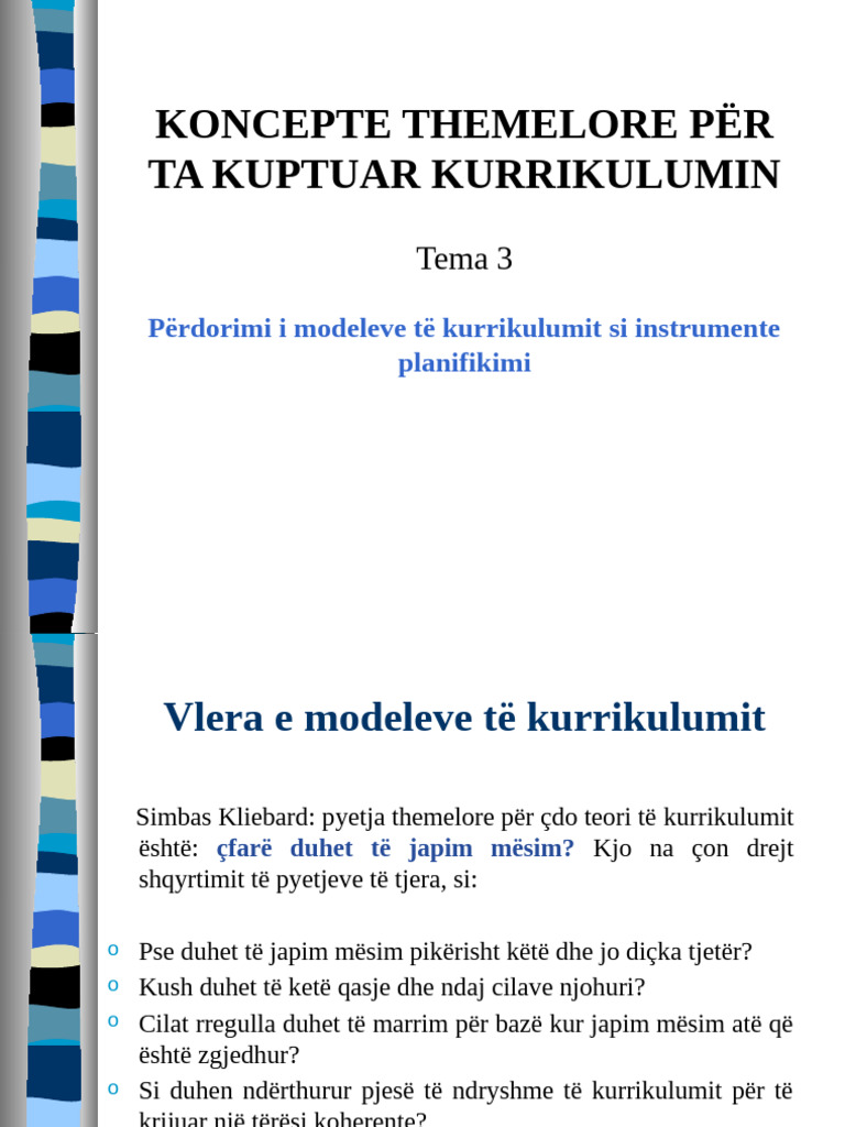 Tema 3 Perdorimi I Modeleve Te Kurikulumit Si Instrumente Planifikimi | PDF