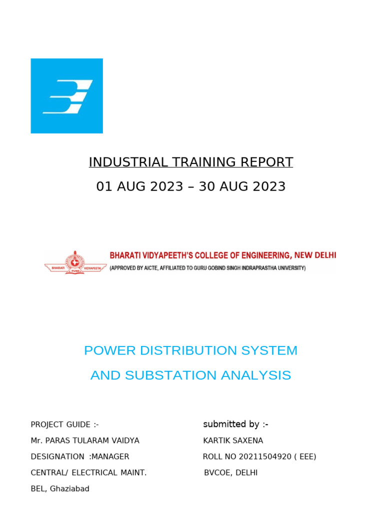 Industrial Training Report Kartik | PDF