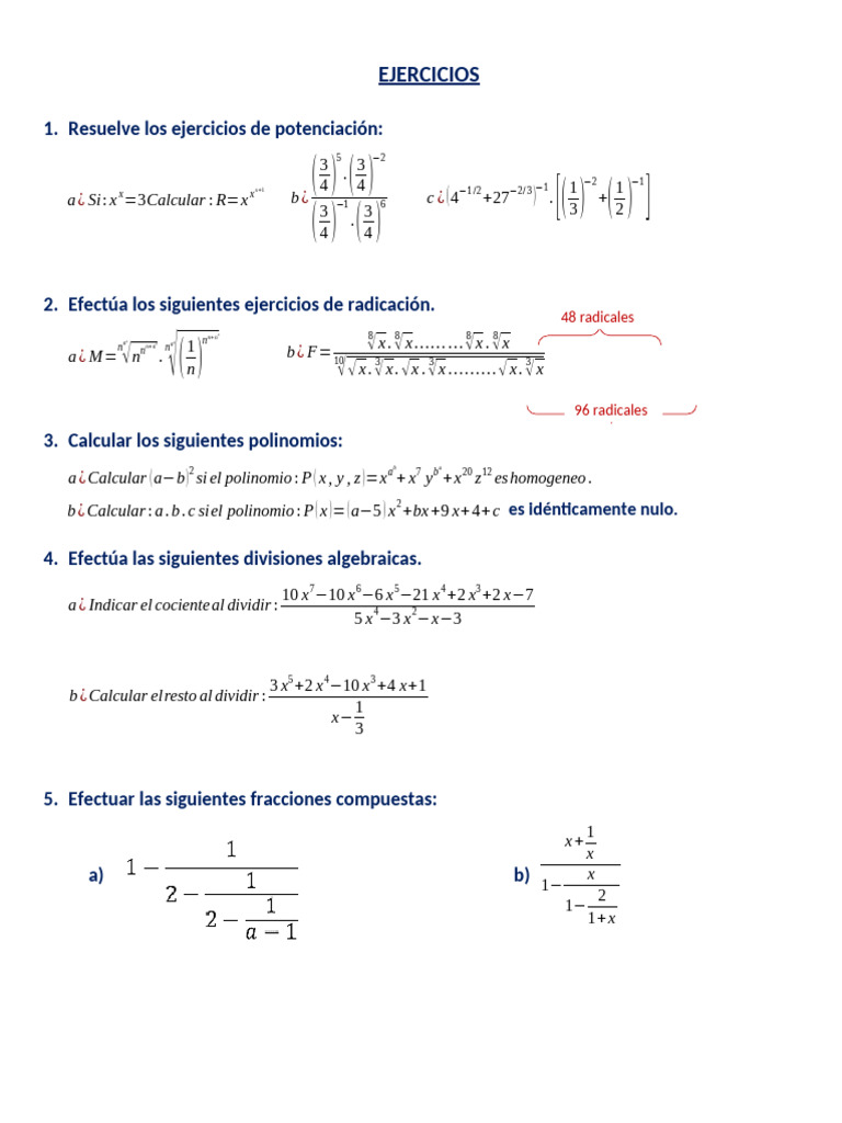 Ejercicios de Repaso Mate I | PDF