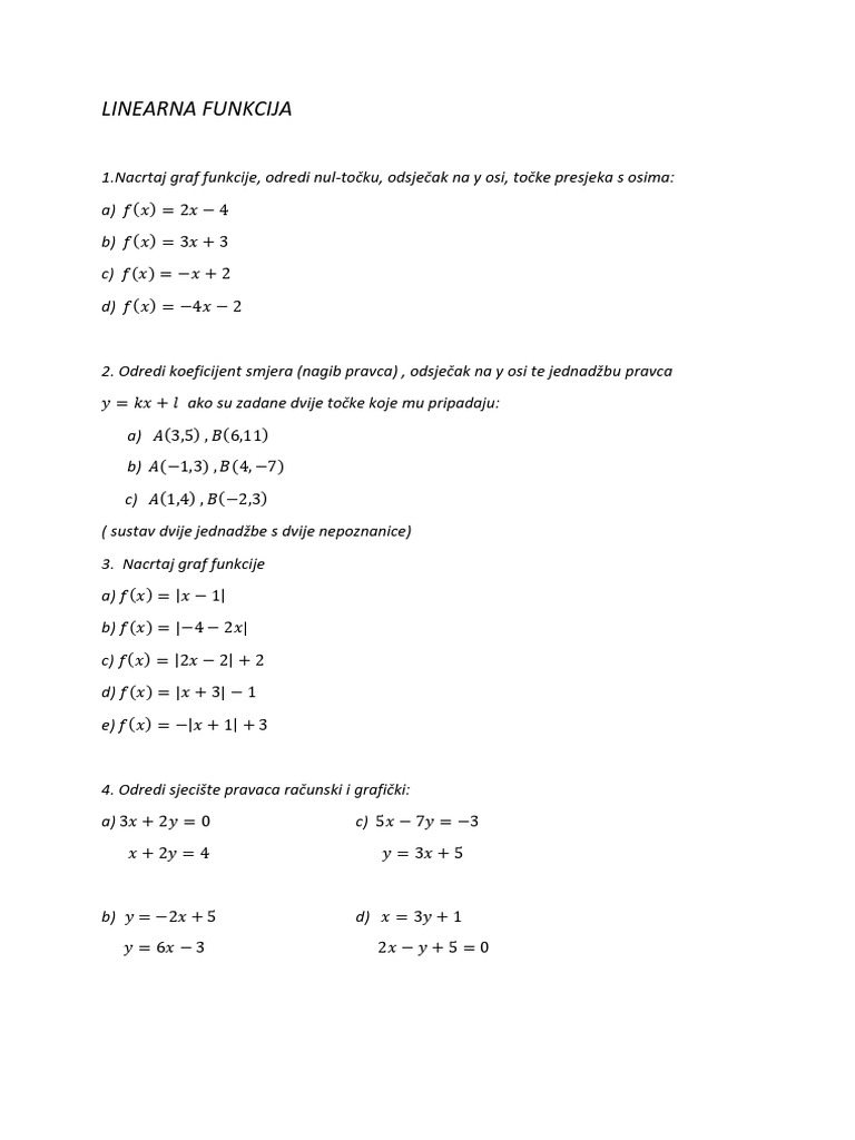Zadaci Za Vježbu-Dopunski Rad 1. Razred (2.dio) | PDF