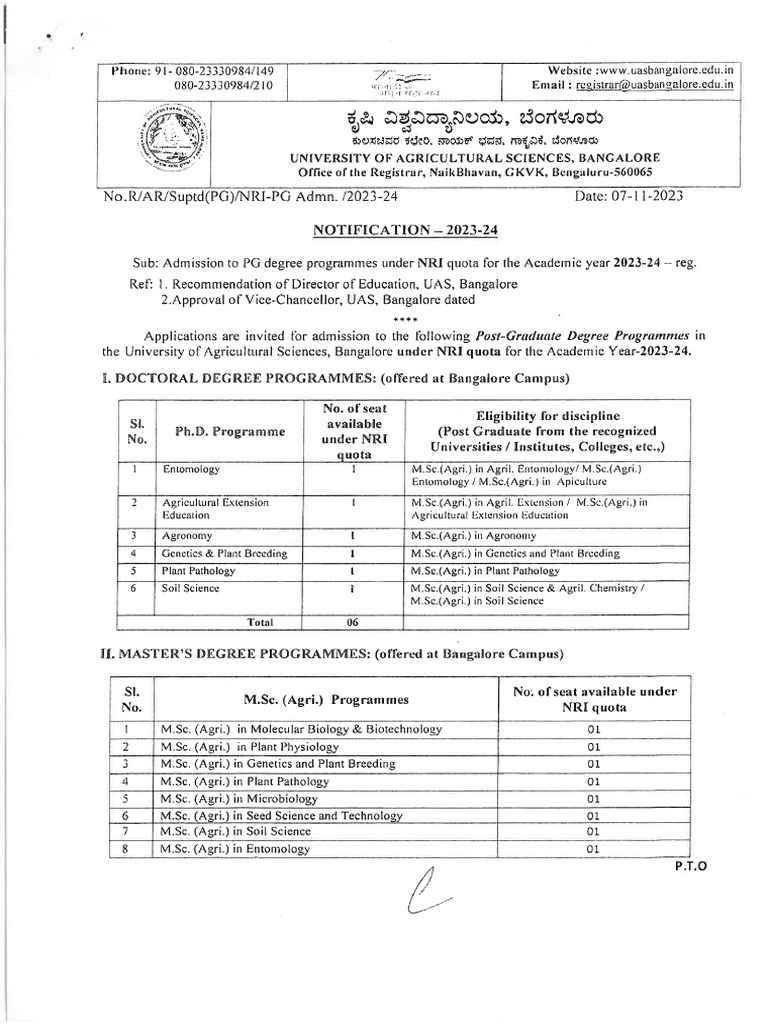 PG-NRI-notification-and-application-2023-24 | PDF