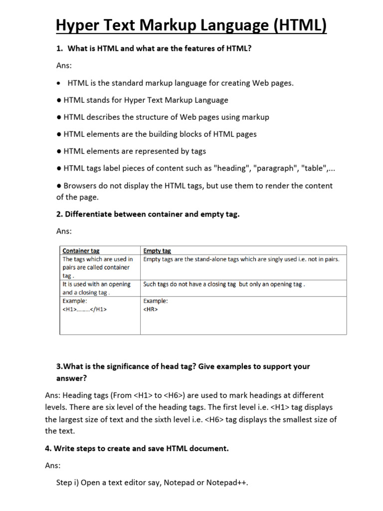 Hyper Text Markup Language | PDF