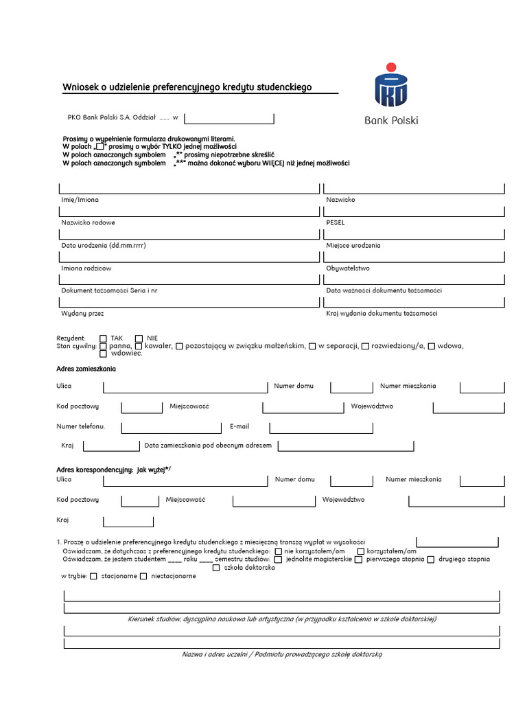 Wniosek Kredyt | PDF