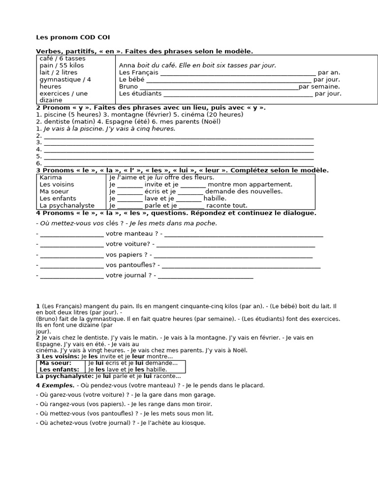 Les pronom COD COI | PDF
