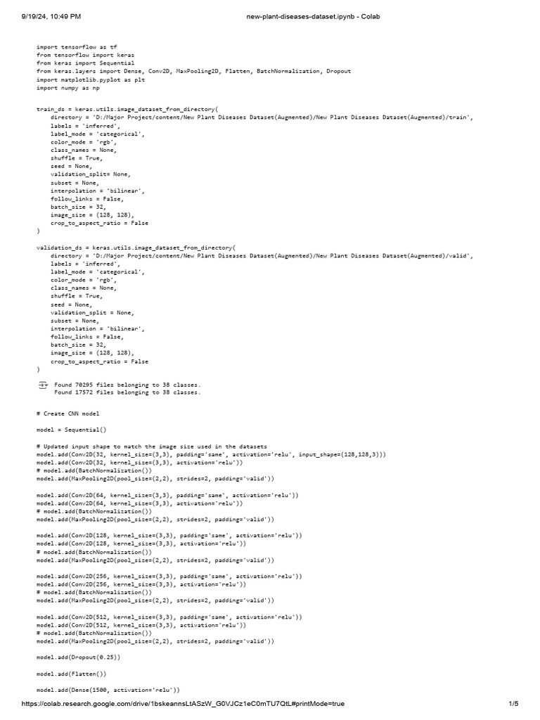 New-Plant-Diseases-Dataset - Ipynb - Colab | PDF