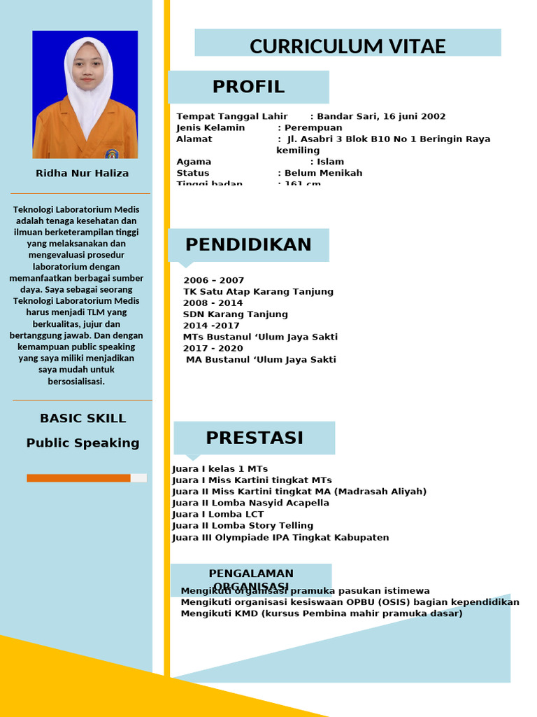 CV Ridha Nur Haliza | PDF