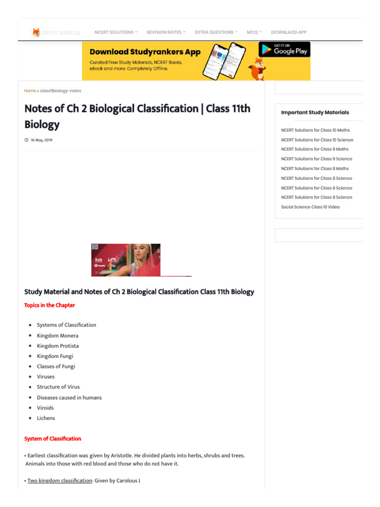 Notes of Ch 2 Biological Classification _ Class 11th Biology (1) | PDF