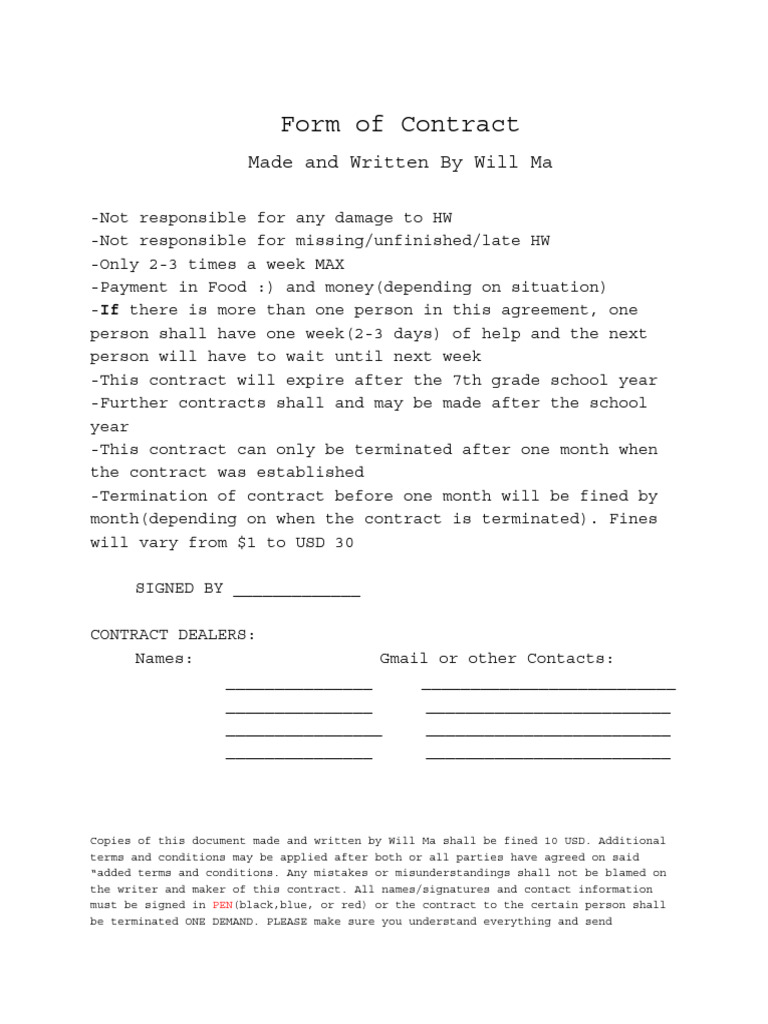 Form of Contract | PDF
