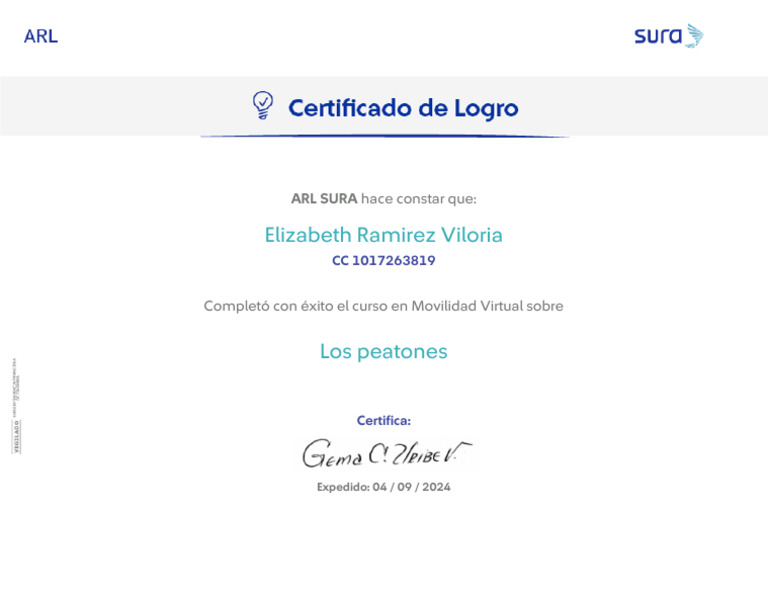 Certificado Elizabeth Ramirez Viloria | PDF