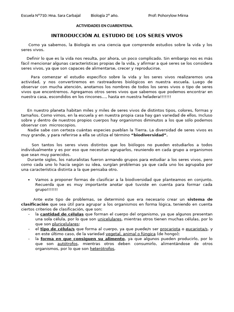 Agustin Coronel - Seres Vivos | PDF