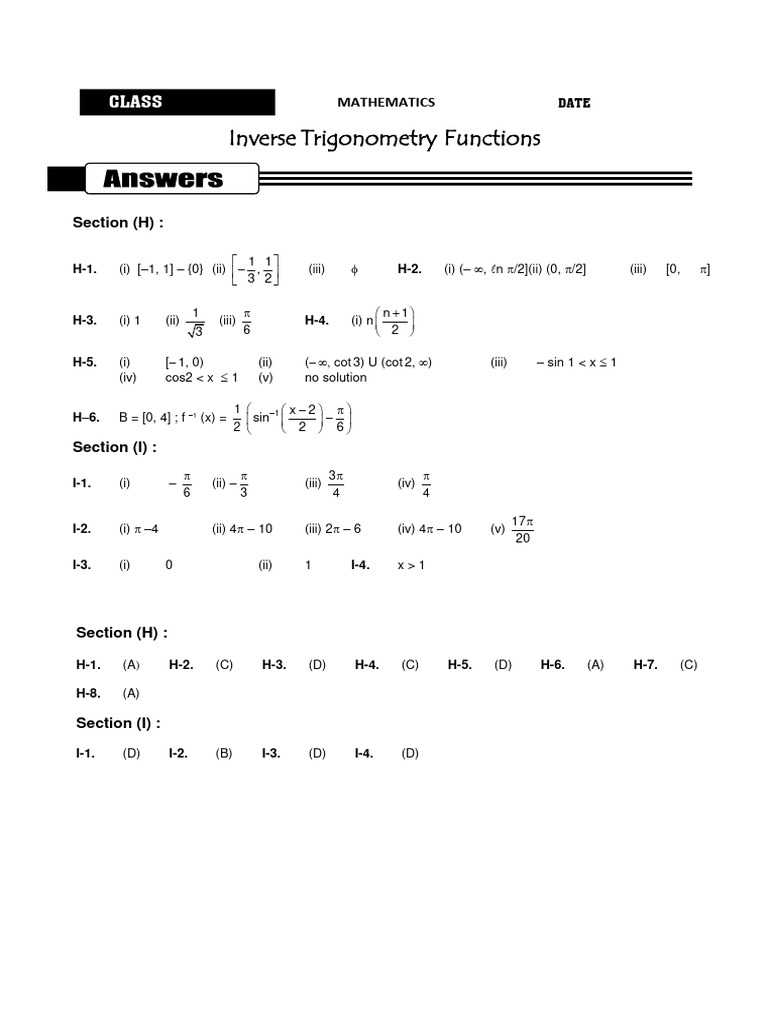 ITF Answer Key | PDF