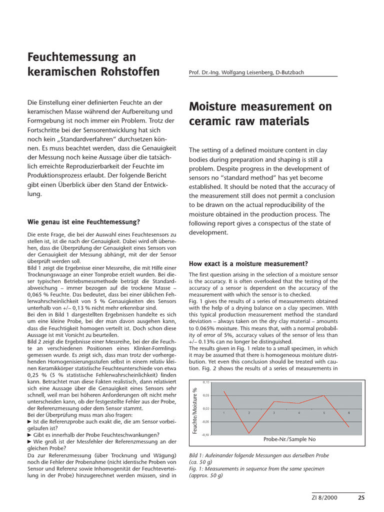 Moisture Sensor Accuracy in Ceramics | PDF | Metrology | Science & Mathematics