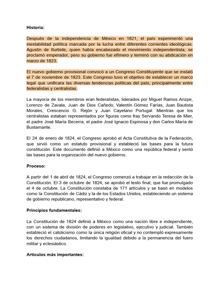 Constitución de 1824 | PDF