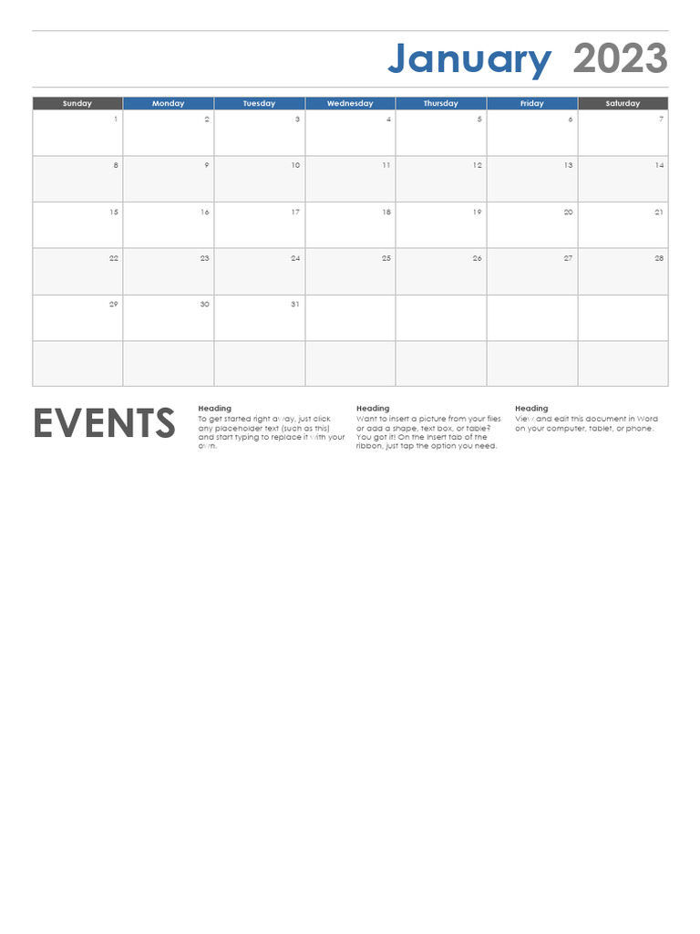 Horizontal Calendar Sunday Start (1) - Cópia | PDF | Computing