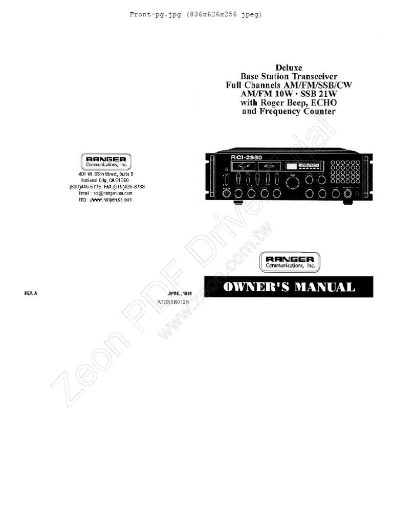 Manual Rci 2980 Eng | PDF