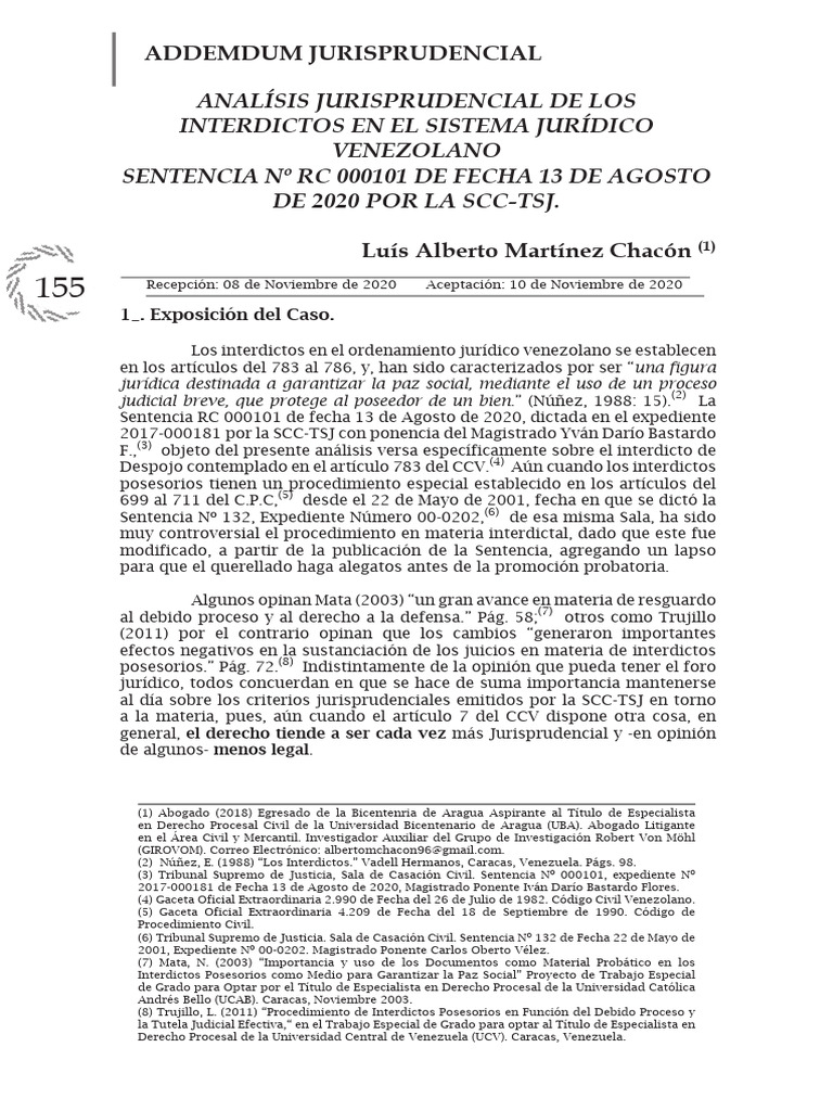 Analisis Jurisprudencial Del Interdicto Restitutorio | PDF