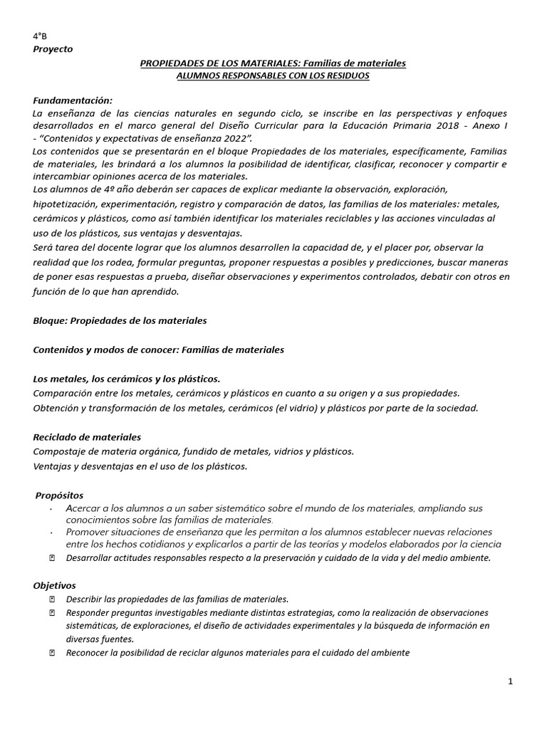3 - Proyecto - Propiedades de Los Materiales - Familias de Materiales | PDF