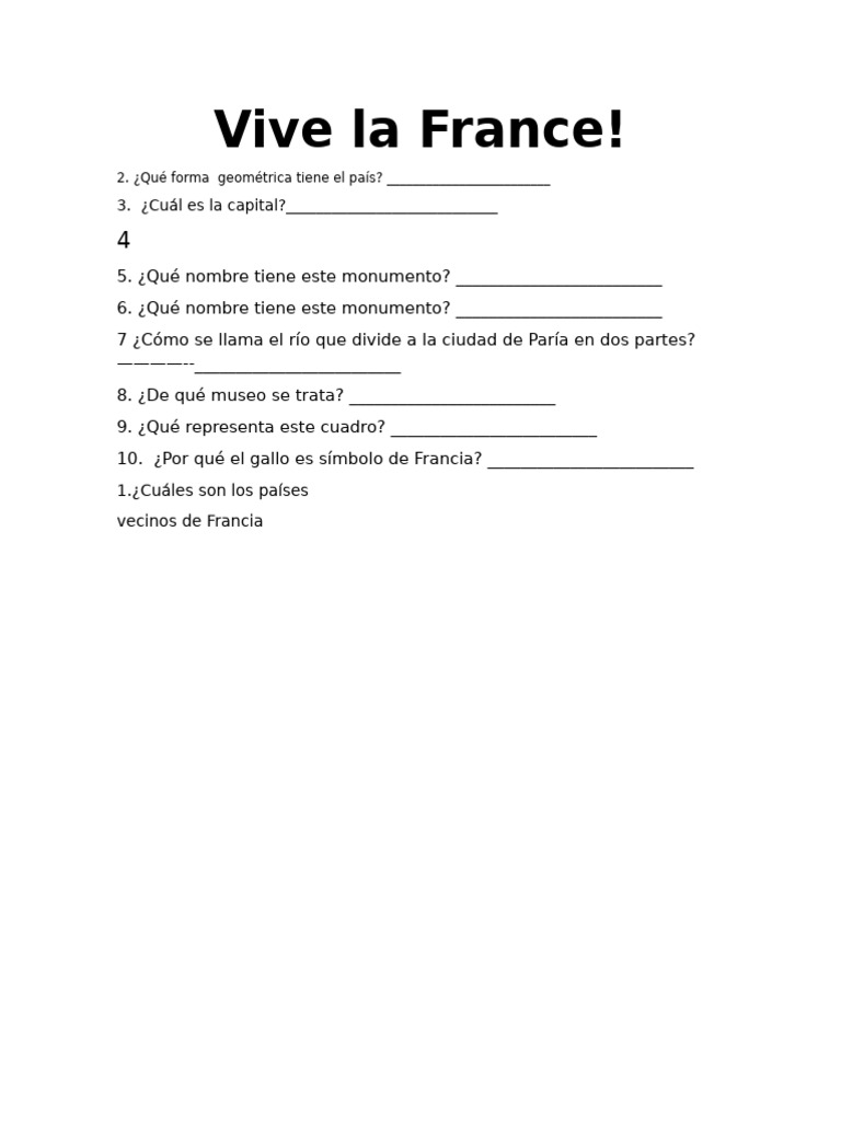 Vive La France Ficha PDF