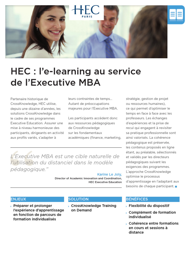 HEC: L'e-Learning Au Service de L'executive MBA | PDF