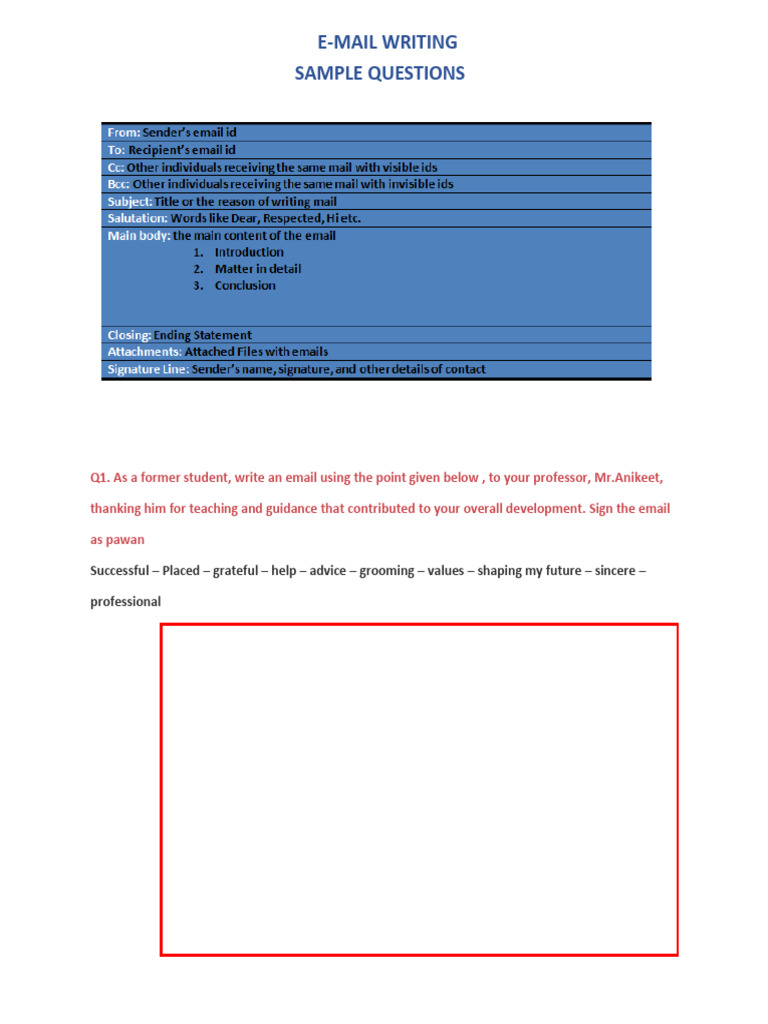 E-Mail Writing Sample Questions | PDF