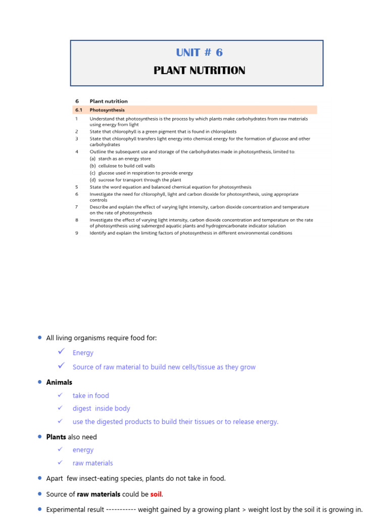 Unit 6 Plant Nutrition | PDF