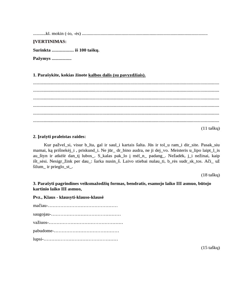 6 kl. 1 pamoka | PDF