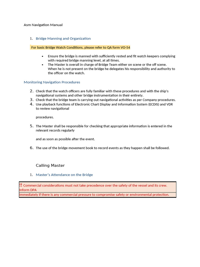 Asm Navigation Manual | PDF