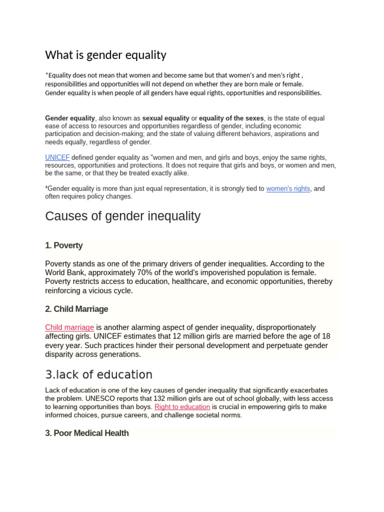 What is Gender Equality | PDF