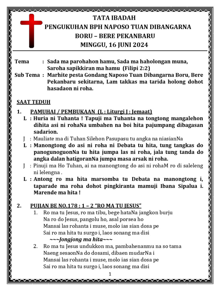 Tata Ibadah Gondang Punguan NTDB... | PDF