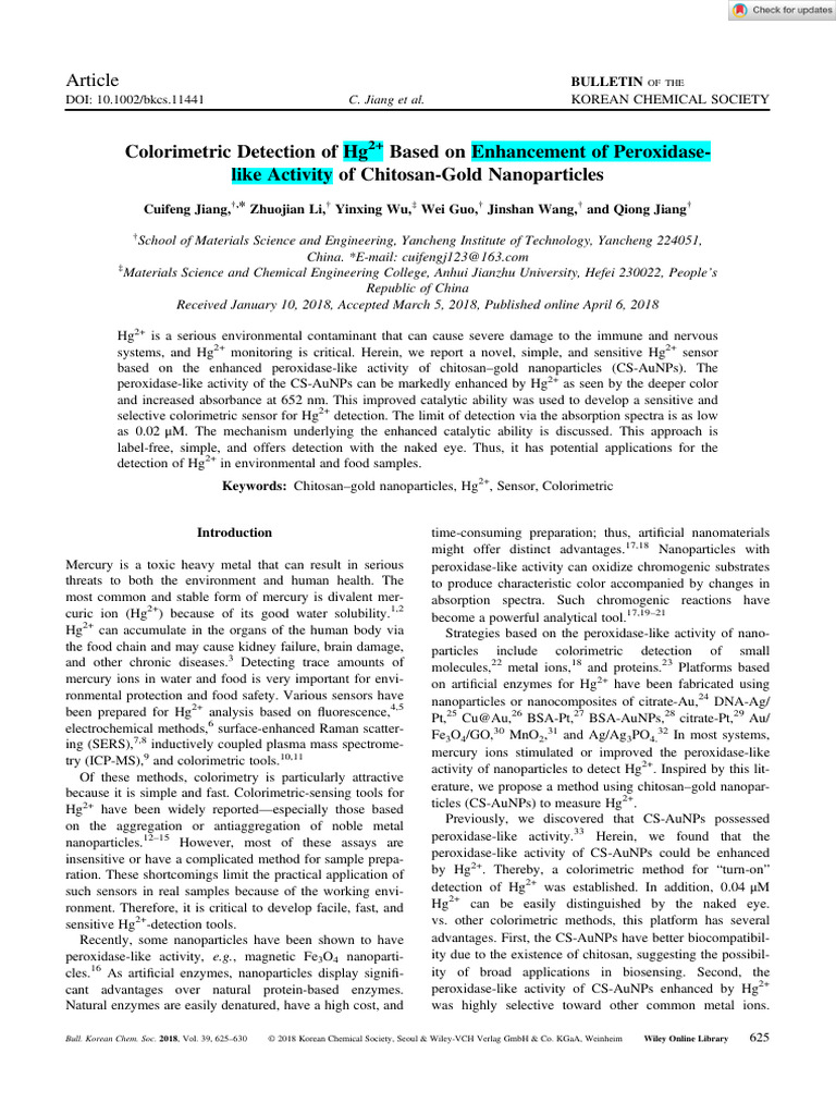 Mercury Detection - Dark Blue Color Formation | PDF