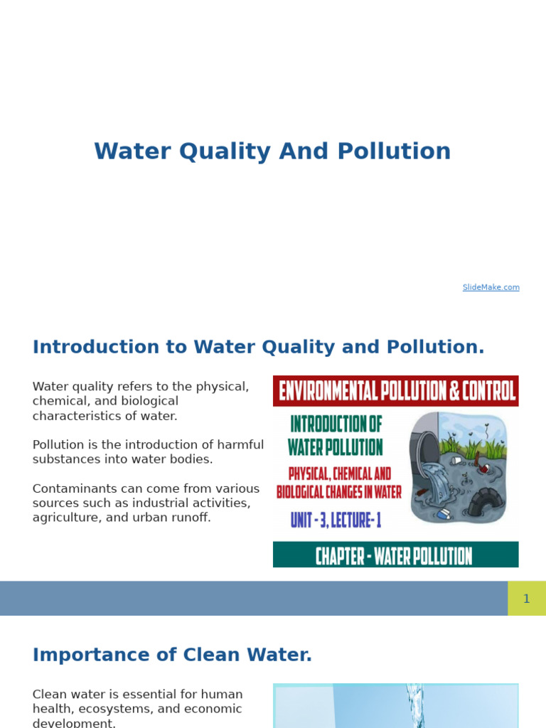 Water Quality and Pollution | PDF