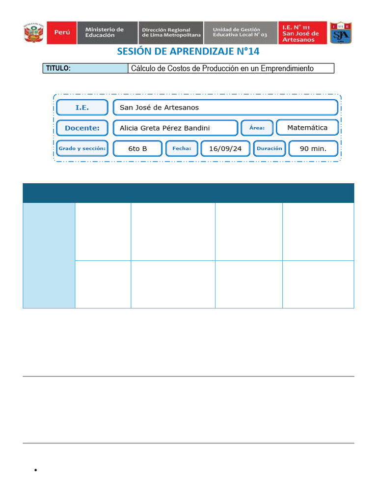 Sesion de Aprendizaje de Matematica Primaria AG6 Ccesa007 | PDF