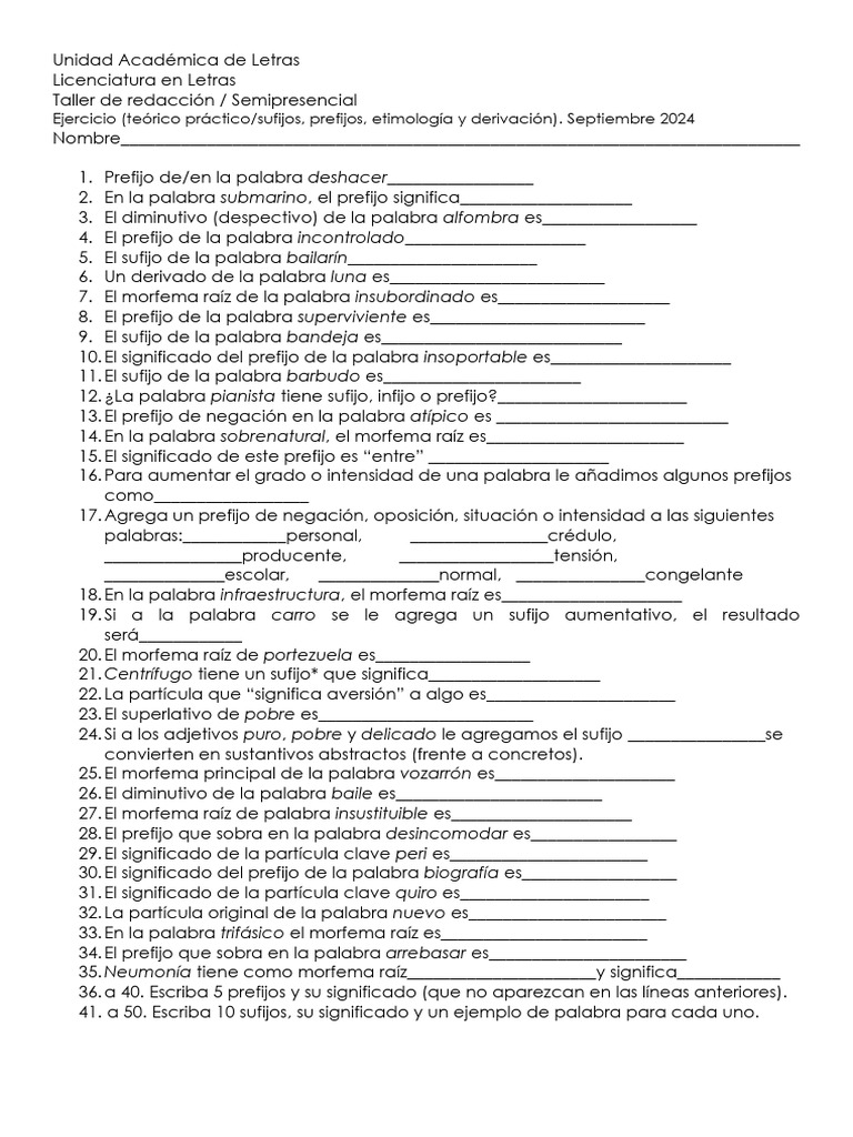 Ejercicio Prefijos, 2024 | PDF