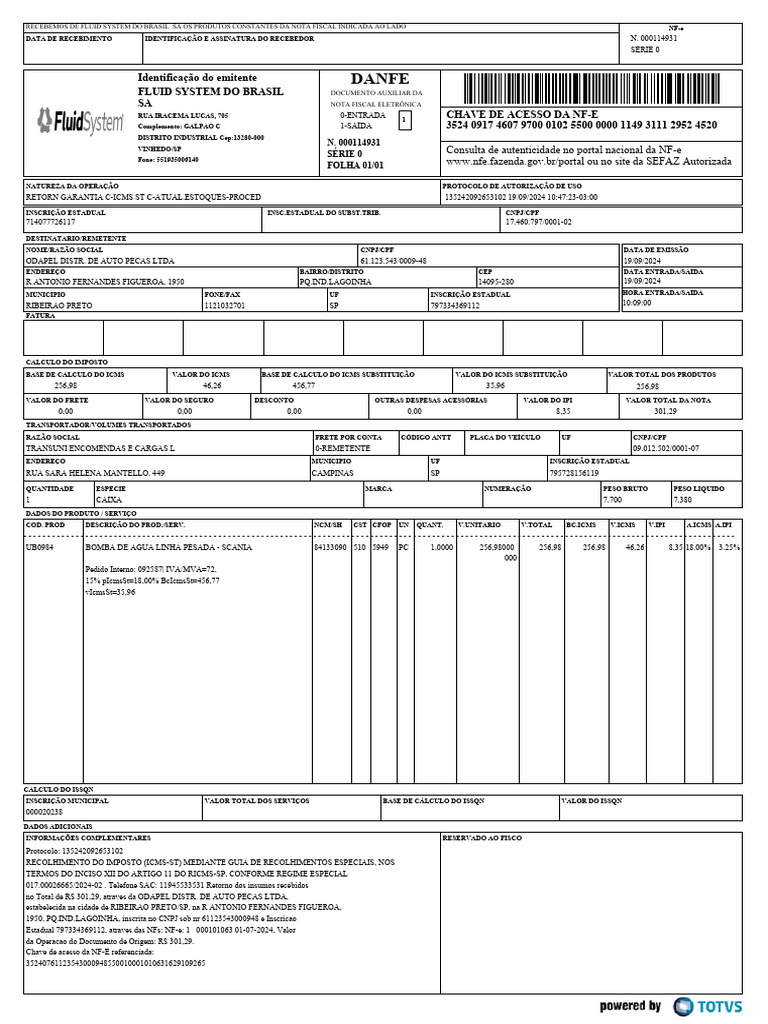 Danfe 00000120240923075627 | PDF