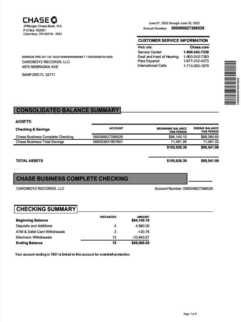 Chase Bank Receipt Summary | PDF | Chase Bank | Debit Card