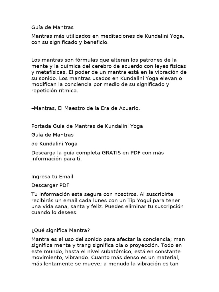 Guía de Mantras en Kundalini Yoga | PDF | Yoga | Mantra