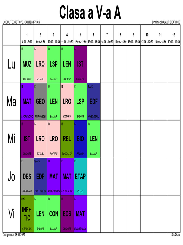 LTDC-orar-clase-sept2024 | PDF