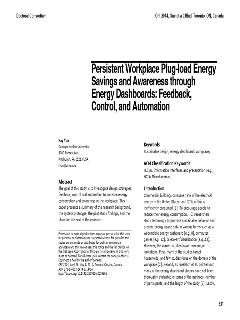 Persistent Workplace Plug Load Energy Savings and Awareness Through Energy Dashboards | PDF